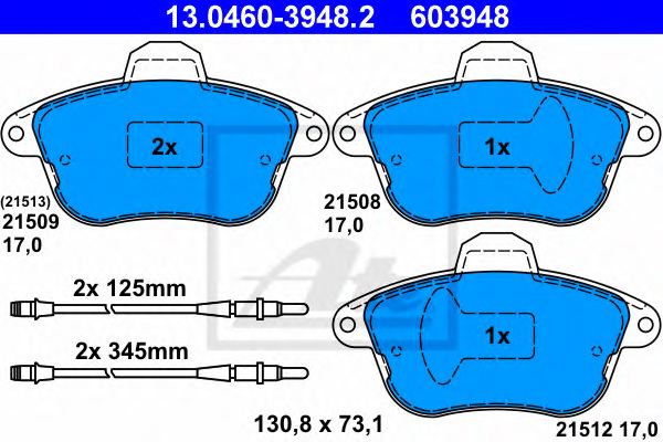 425089,PEUGE 4250.89 Brake Pad Set, disc brake for PEUGE