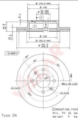 5171207500,KIA 51712-07500 Brake Disc for KIA
