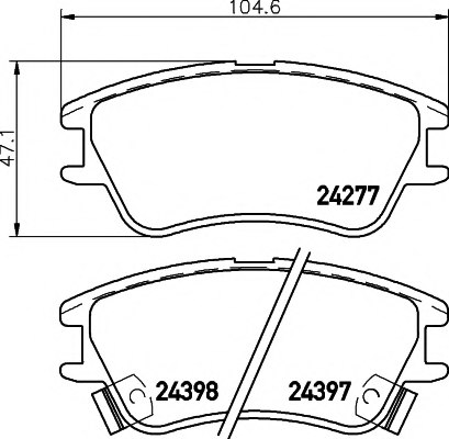 5810102A10,HYUNDAI 58101-02A10 Brake Pad Set, disc brake for HYUNDAI