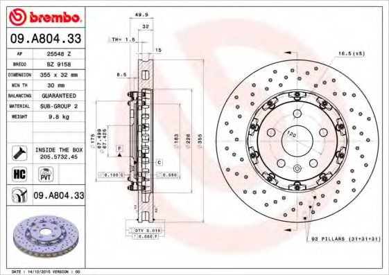 13476989,VAUXH 13476989 Brake Disc for VAUXH